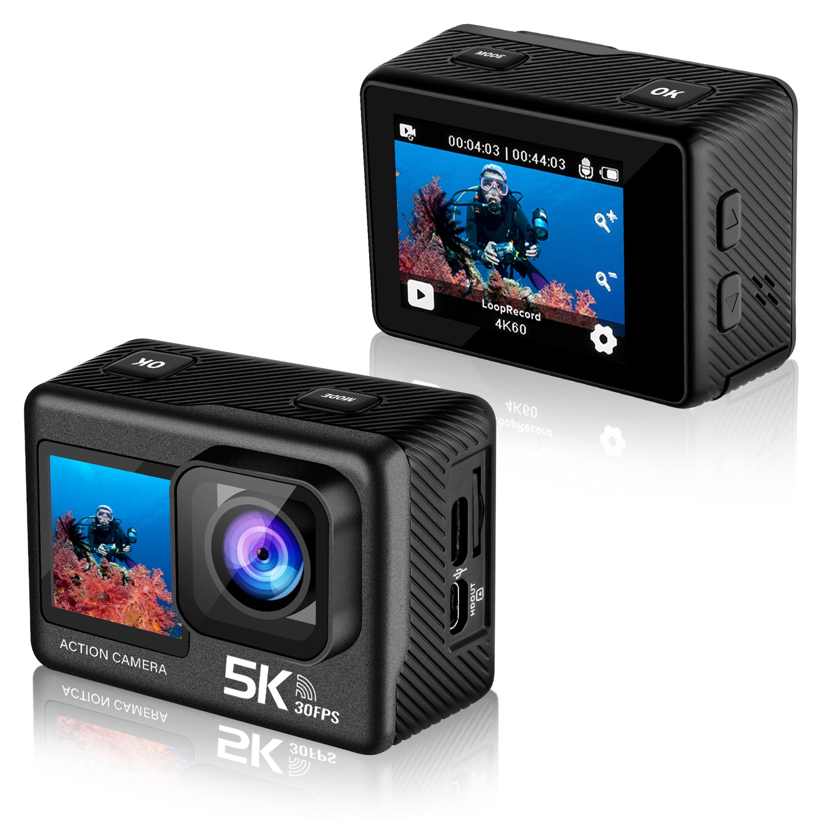 SU7 4K 60fps Action Camera with Dual Screen,Remote Control,Image Stabi