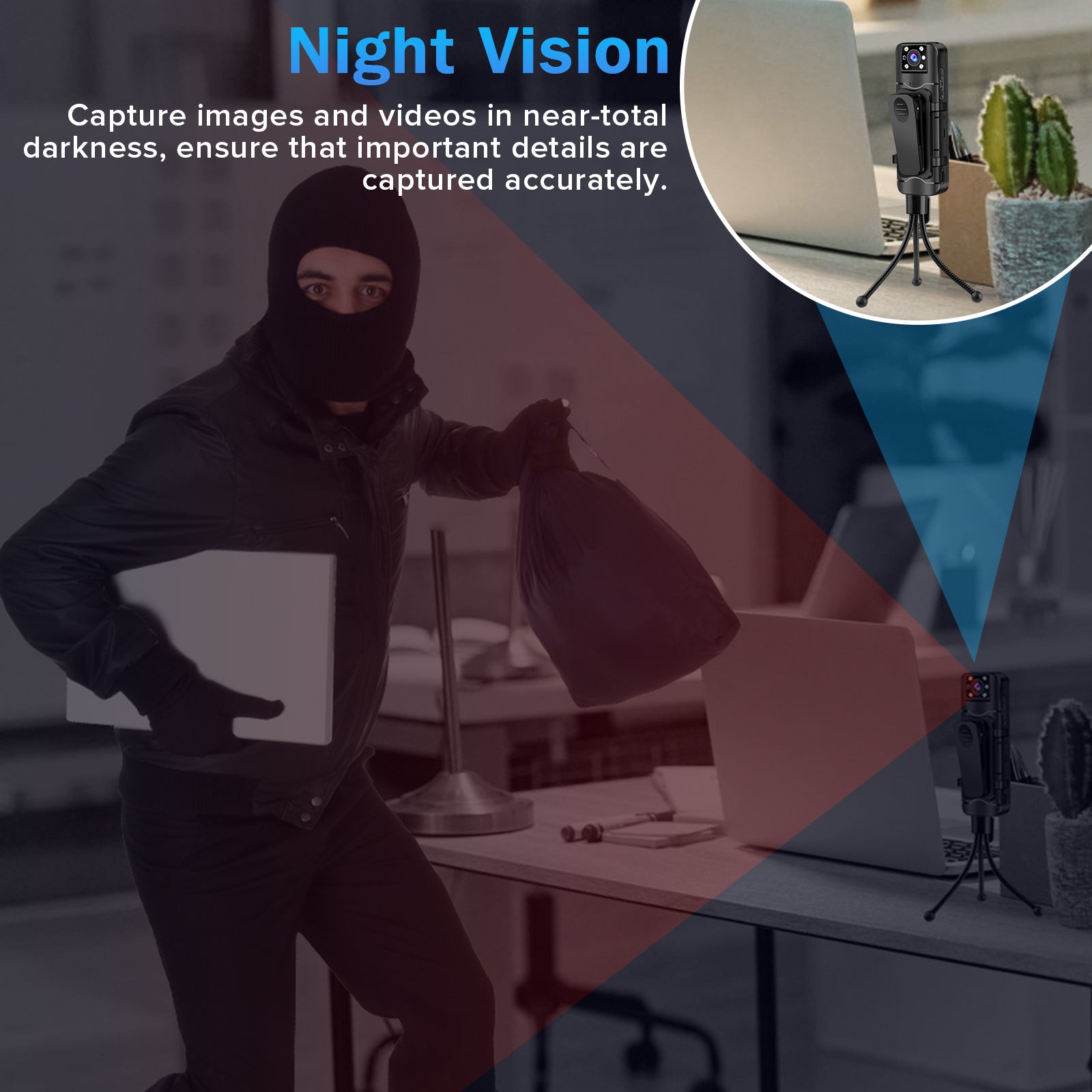 Body Camera with Audio and Video Recording, 6 Hours HD 1296P Body Cam