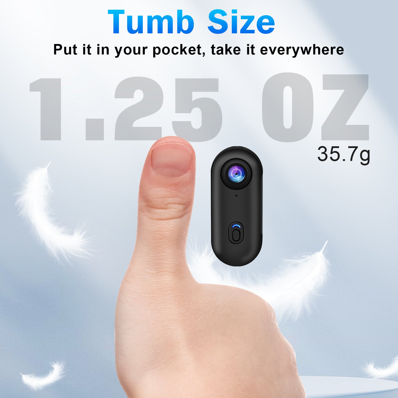 i3 4K Thumb Action Camera, Tiny Size, Mount Anywhere, Small Body Camer