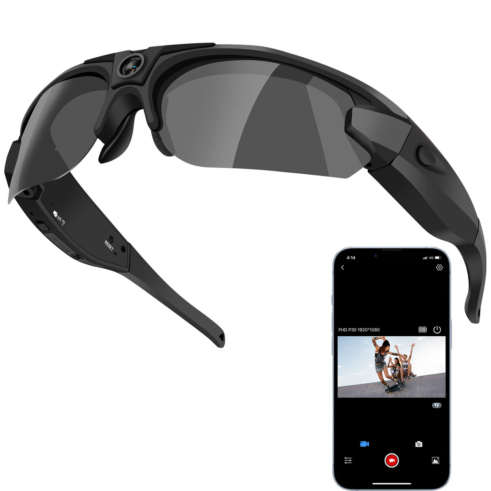SIXMOU MS35 APP Sports Video Sunglasses, HD1080p Camera, Videos and Ph